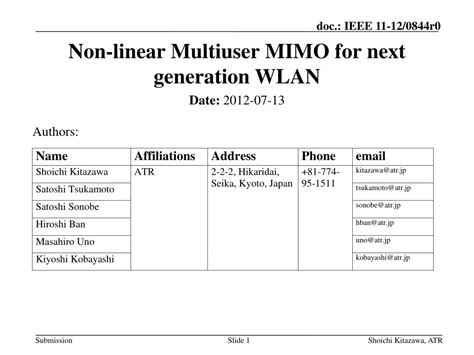Ppt Non Linear Multiuser Mimo For Next Generation Wlan Powerpoint Presentation Id2913446