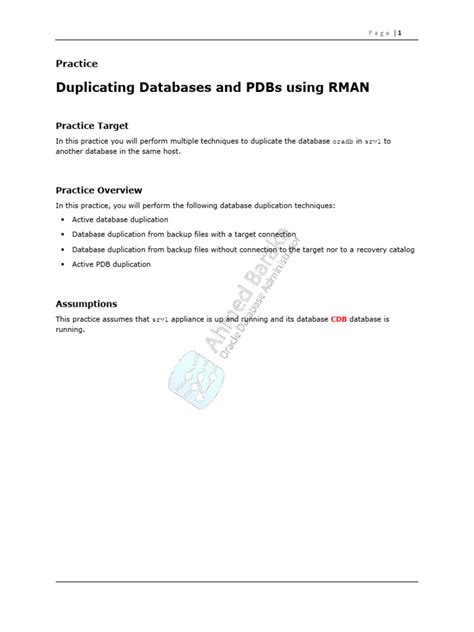 Practice Duplicating Databases And Pdbs Using Rman Pdf