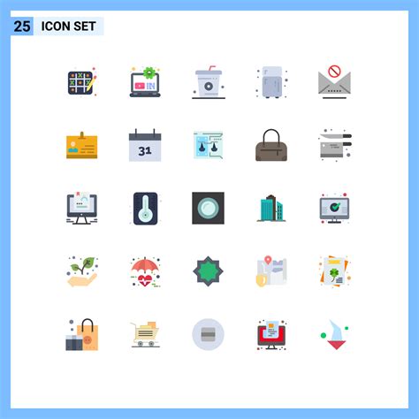 User Interface Pack Of Basic Flat Colors Of Mail Email Cooking Refrigerator Electronic