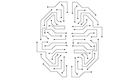 Symmetrical Brain Shape Circuit Board Design On White Background