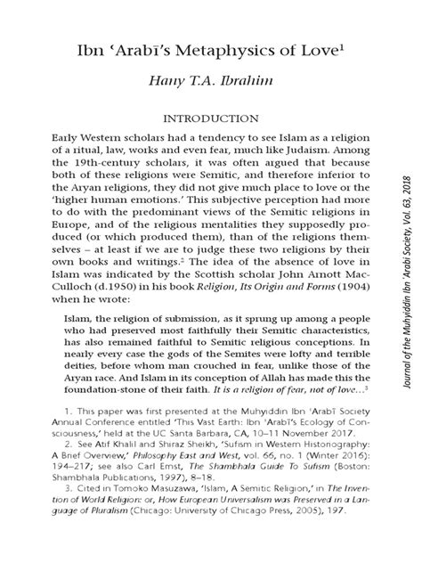 Ibn Arabīs Metaphysics Of Love Hany T A Ibrahim Pdf Sufism