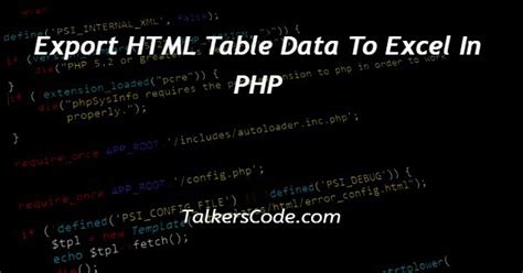 Export Html Table Data To Excel In Php