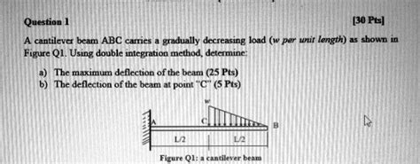 Question 1 30 Pts A Cantilever Beam Abc Carries A Gradually