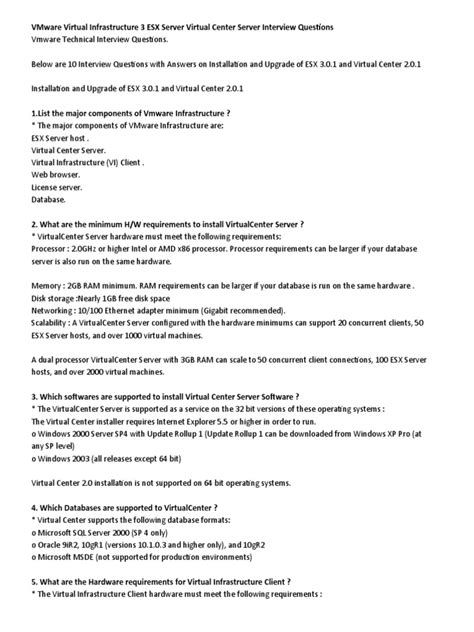 Essential Insights Into Installation And Upgrade Of Vmware Esx Server 3 0 1 And Virtual Center 2