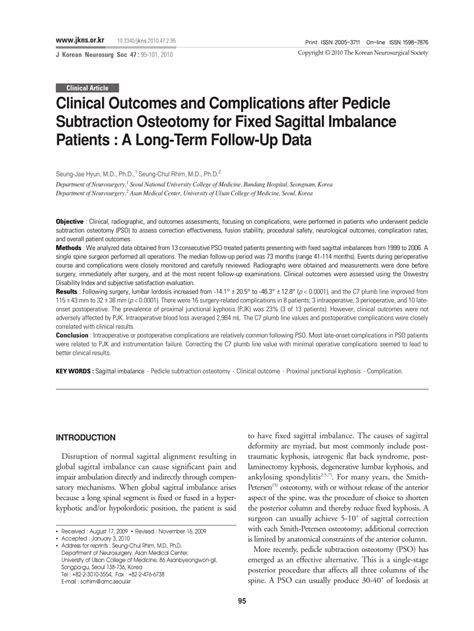 Pdf Clinical Outcomes And Complications After Pedicle Subtraction