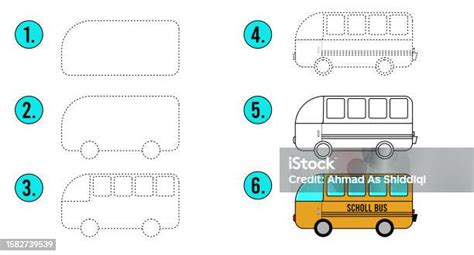 색칠 공부 페이지 개요 및 그리기 자습서 자동차를 그리는 방법 추적 할 스쿨 버스 벡터 추적 게임 단계별로 아이들을 위한 도트