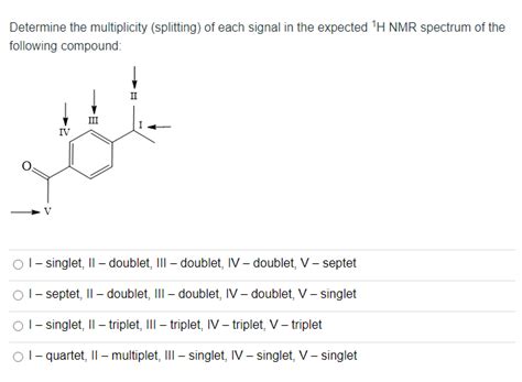 Solved Determine the multiplicity (splitting) ﻿of each | Chegg.com