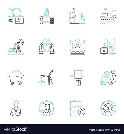 Production Linear Icons Set Manufacturing Vector Image