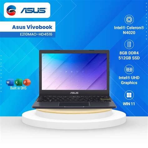 Promo Asus Laptop Vivobook E210mao Hd4516 Intel Celeron N4020 8gb 512gb