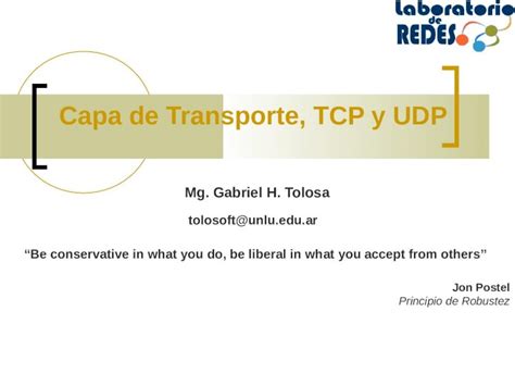 Pdf Capa De Transporte Tcp Y Udp · Identificación De Conexiones Tcp