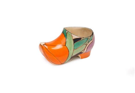 1930 Clarice Cliff Bizarre Orange Gardenia Small Clog Cliff Clarice Ceramics