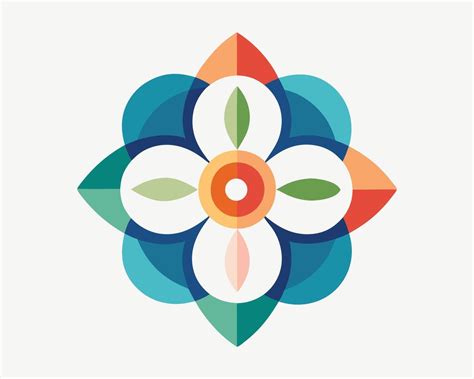 Colorful Abstract Floral Design With Geometric Shapes Perfect For Modern Decorative Elements And