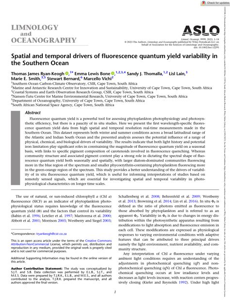 Pdf Spatial And Temporal Drivers Of Fluorescence Quantum Yield