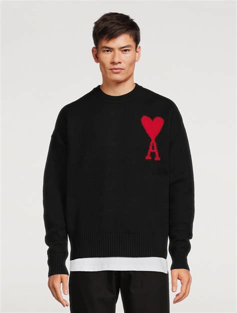 Ami Paris Ami De Coeur Wool Crewneck Sweater Holt Renfrew