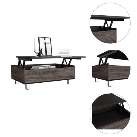 Mesa Funcional Coñac Y Wengue 80 Cm Transformable Éxito