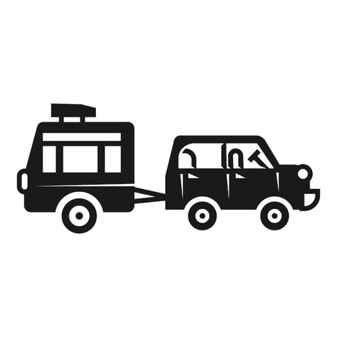Carro Com ícone De Reboque Pequeno Ilustração Simples De Carro Com
