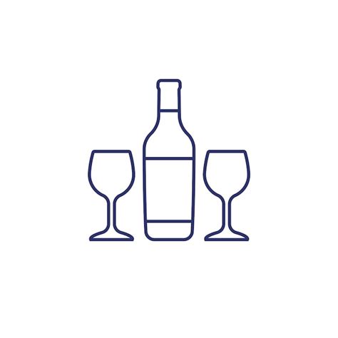 Premium Vector Wine Bottle And Two Glasses Line Icon