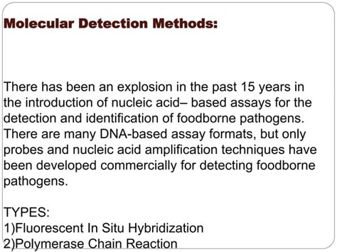 Rapid Methods Of Detection Of Food Borne Pathogens Pptx Chemistry Science