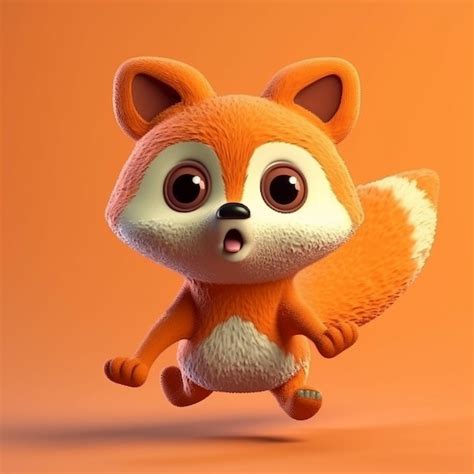 Premium Ai Image Cute Cartoon Fox Jumping 3d Illustration