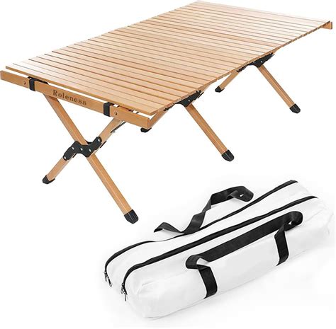 Amazon co jp Roleness ウッドロールトップテーブル アウトドア テーブル 多機能 折りたたみ キャンプ テーブル 天然木 簡単組立 コンパクト 旅行 BBQ インドア