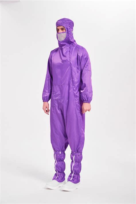Blue Esd Grid Style Coverall In Carbon Filament China Esd Grid Style