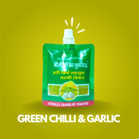 Green Chilli And Garlic Pasteढेचा Jain Grih Udyog