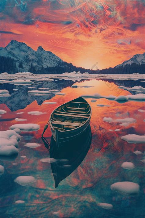 梦幻冰湖插画高清图片下载 包图网