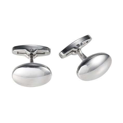 Polished Oval Stainless Steel Cuff Links Cudworth