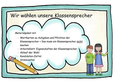 Klassensprecherwahl Unterrichtsmaterial Im Fach Fachübergreifendes