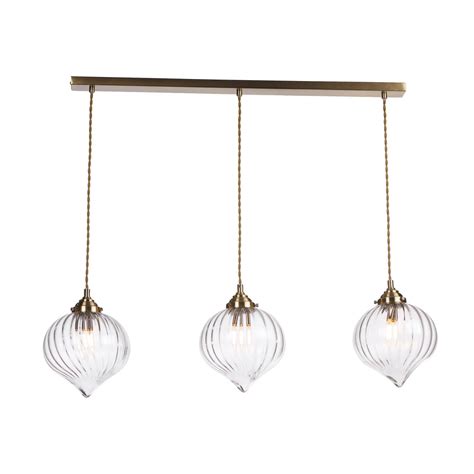 Mya 3 Light Antique Brass Linear Pendant Fitting Mya0375 The Lighting