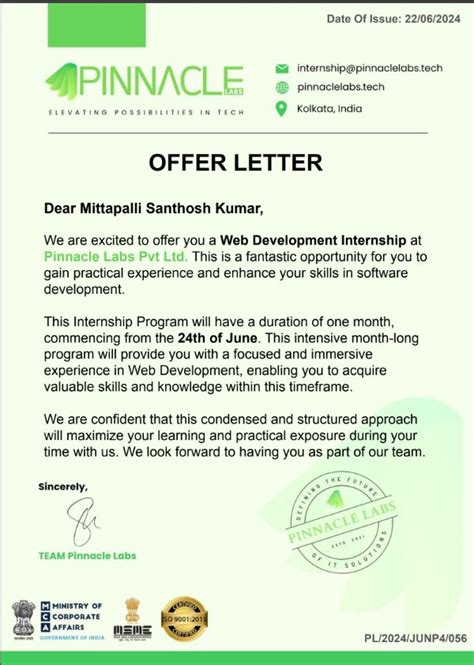 Santhoshkumar Mittapalli On Linkedin Internship2024 Webdevelopment