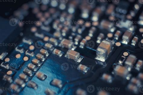 Microprocessor System Manufacture Macro Closeup Surface 46140541 Stock