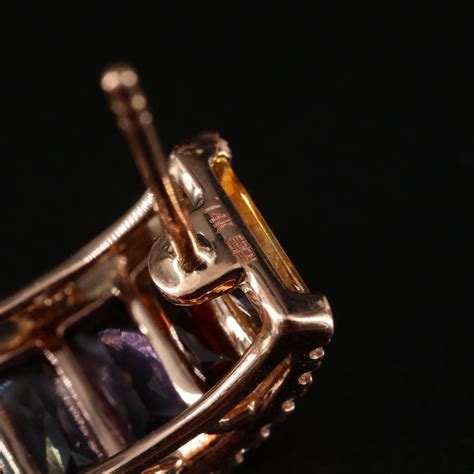 Effy 14k Rose Gold Amethyst Diamond And Gemstone Earrings Ebth