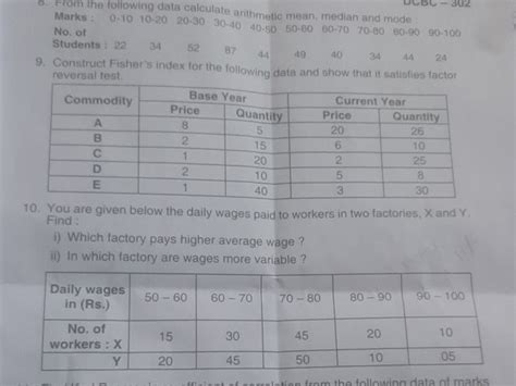 8 From The Following Data Calculate Arithmetic Mean Median And Mode