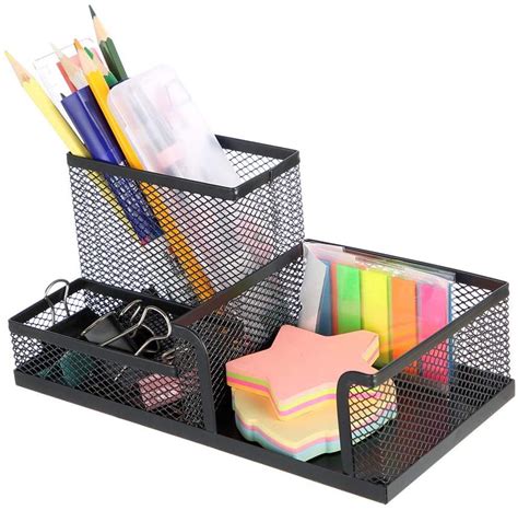 Pen Holder Mesh Pencil Holder Metal Pencil Holders Pen Organizer Black For Desk Office Pencil