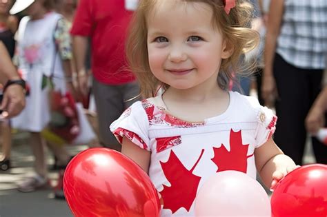 Celebración De Niños Lindos Del Día De Canadá Foto Premium