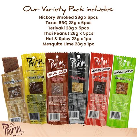 Primal Vegan Jerky Strips Variety Pack Of 24 By Broadway Candy