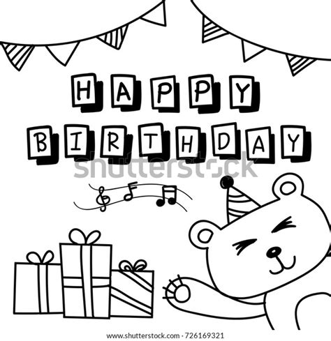 Doodle Happy Birthday Decoration Sketch Art Stock Vector Royalty Free
