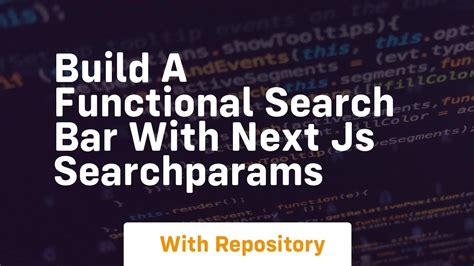 Build A Functional Search Bar With Next Js Searchparams Youtube