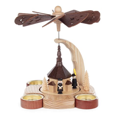 Pyramide mit Seiffener Kirche und Kurrende für Teelichte Dregeno