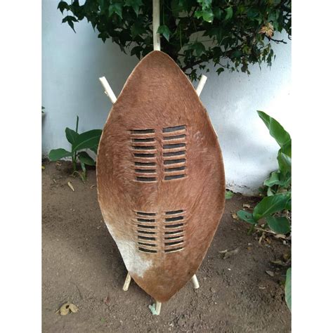 Large White And Brown Zulu Traditional Cultural Shield Etsy