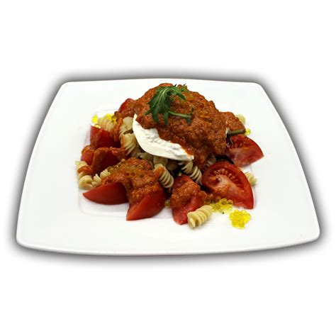 Ensalada Fusilli Con Burrata Y Pesto De Tomate Seco Andrea Catering