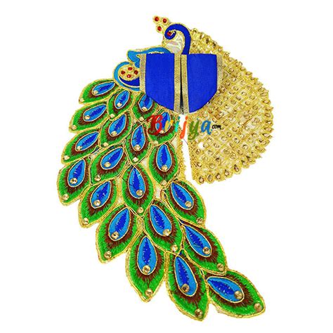 Blue Peacock Design Embroidery Stone Work Brijya