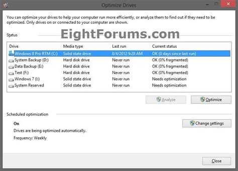 Optimize Drives Defrag HDD And TRIM SSD In Windows Windows Help Forums