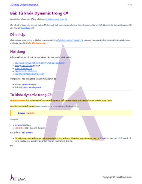 Keyword Dynamic Mmm Bài Từ Khóa Dynamic Trong C Xem Bài Học Trên