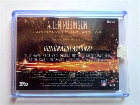 2014 Topps Fire Allen Robinson RPA Rookie Patch Auto 500 RC FRAP AR
