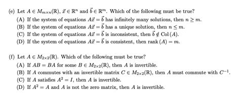 E Let A Mmxn R TER And ERM Which Of The Chegg Com
