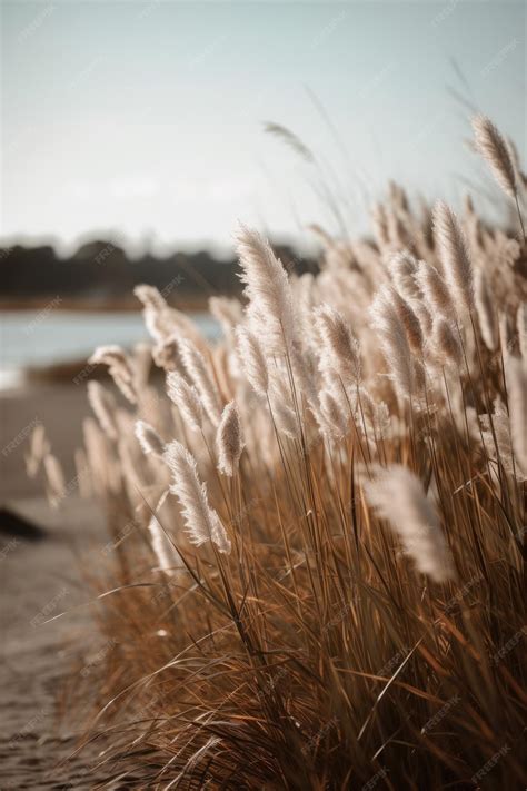 Premium Ai Image Soft Focus On Pampas Grass At The Beach Generative Ai