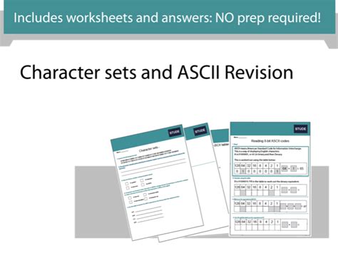 Gcse Computer Science 9 1 Character Sets And Ascii Revision Teaching Resources