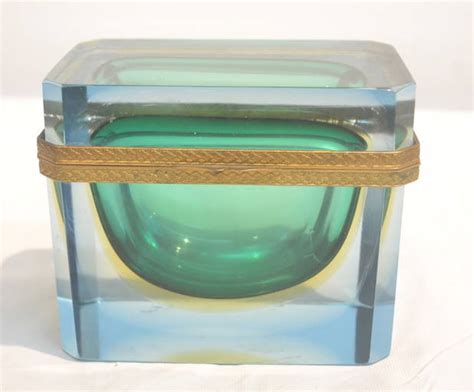 Italian Glass Egg Shell Box 5 X 3 X 4